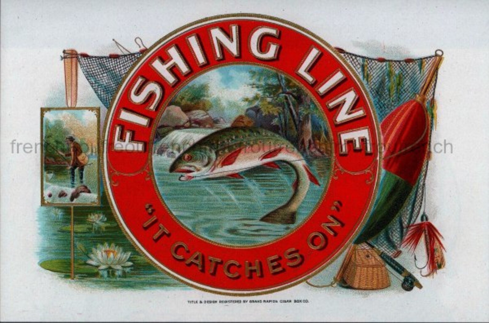 Antique Fly Fishing Trout Cigar Label Illustration Digital - Etsy