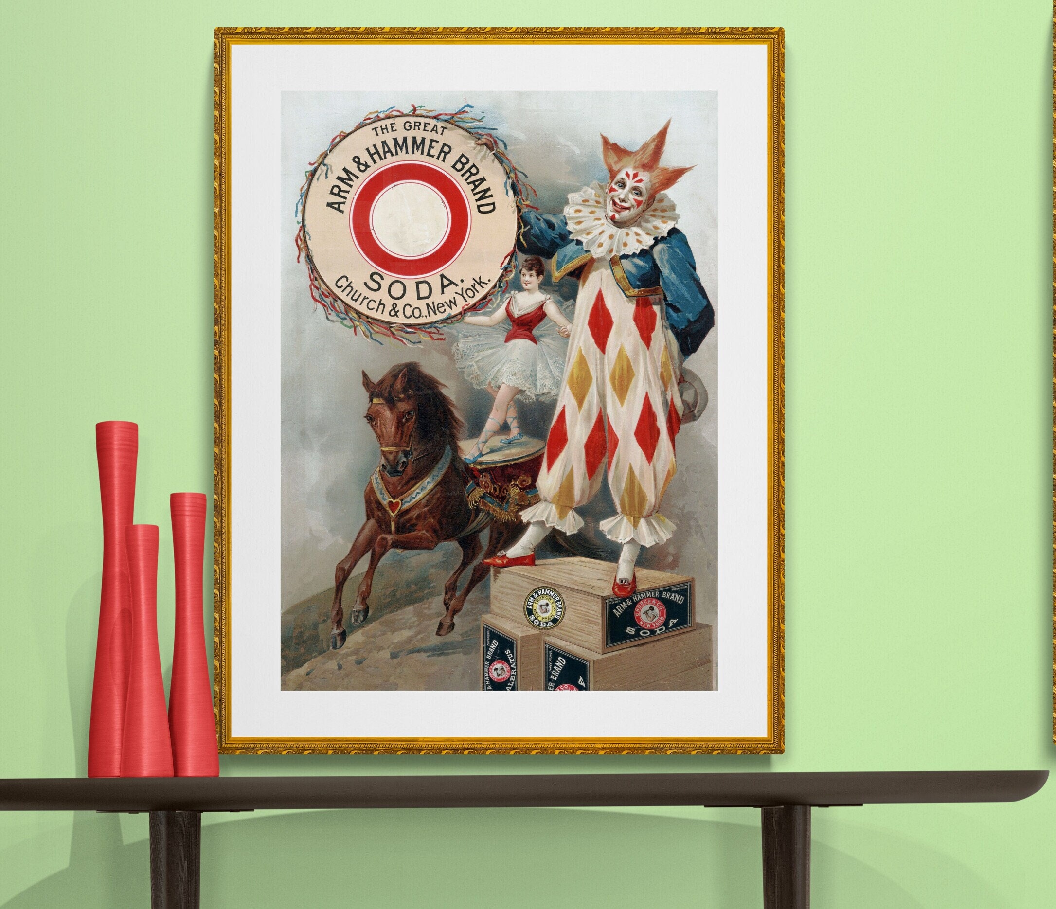Antique Victorian Illustration, Harlequin Clown, Circus , Advertisement ...