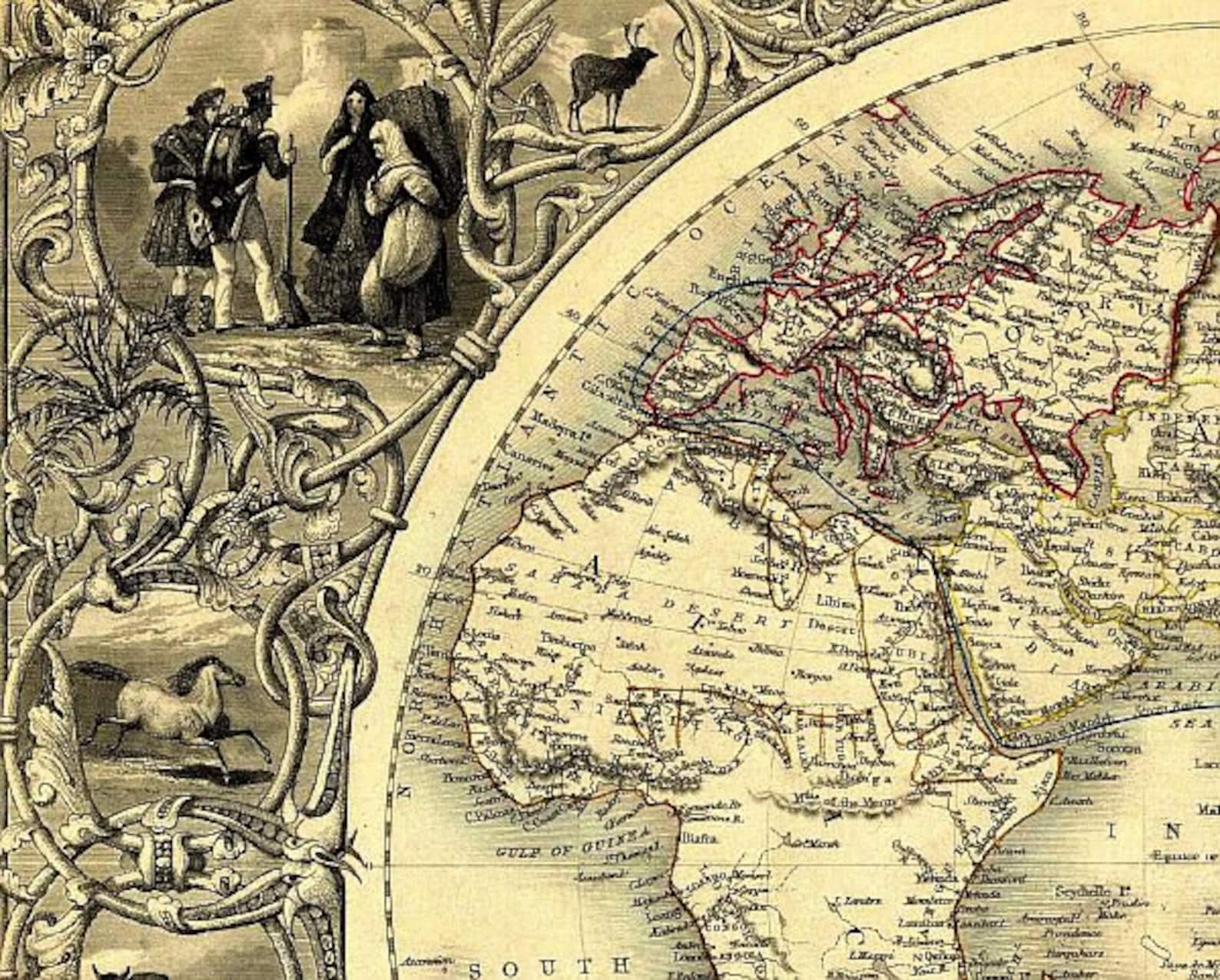 Antique Illustrated Map Australia 1860 Lithograph Digital | Etsy