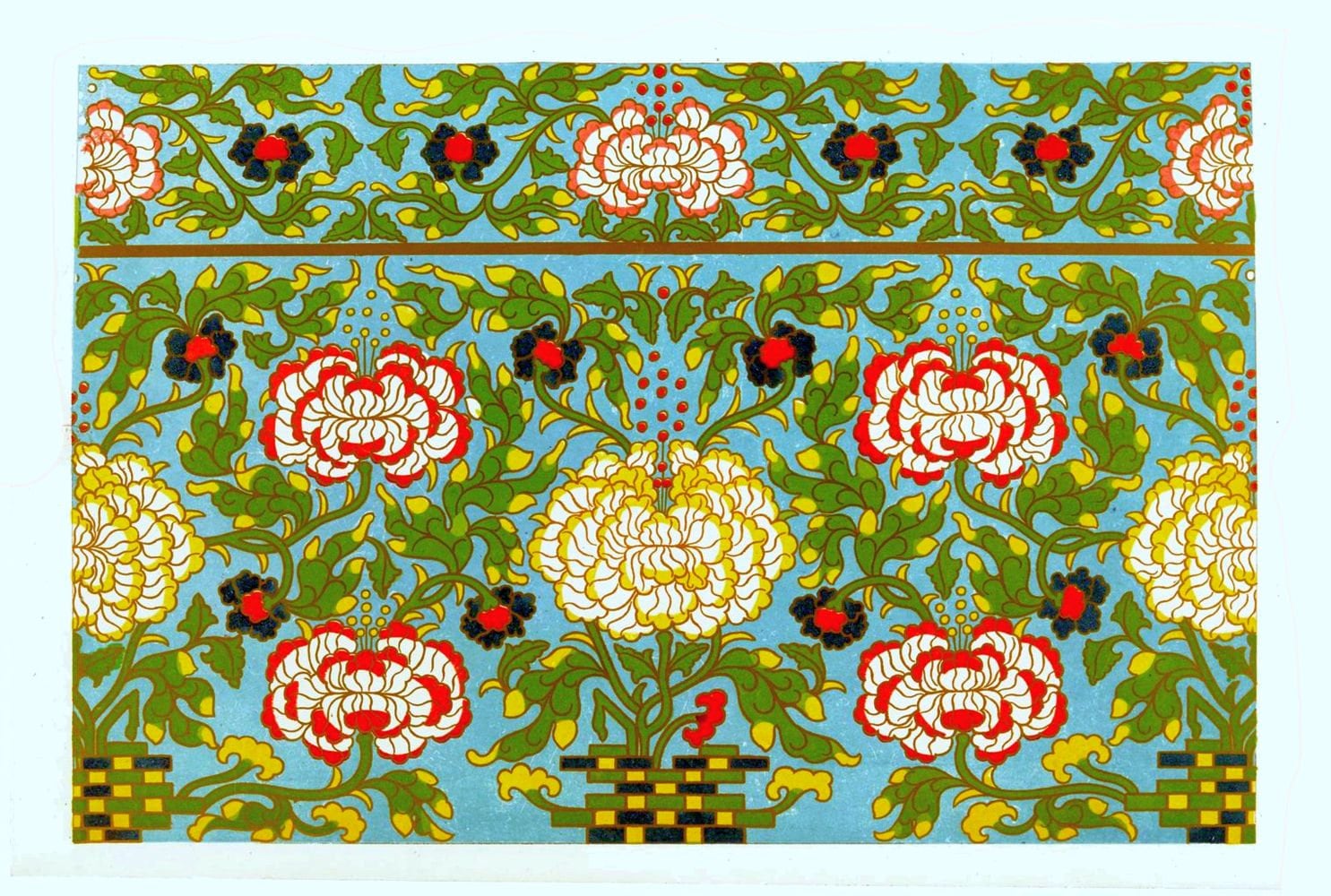 Antique French Chinoiserie Wallpaper Botanical Print Peonies | Etsy