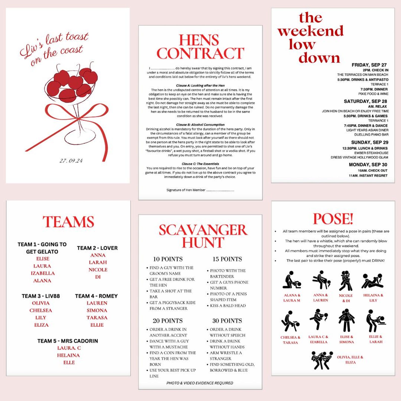 Hens Party Itinerary and Games Booklet - Etsy