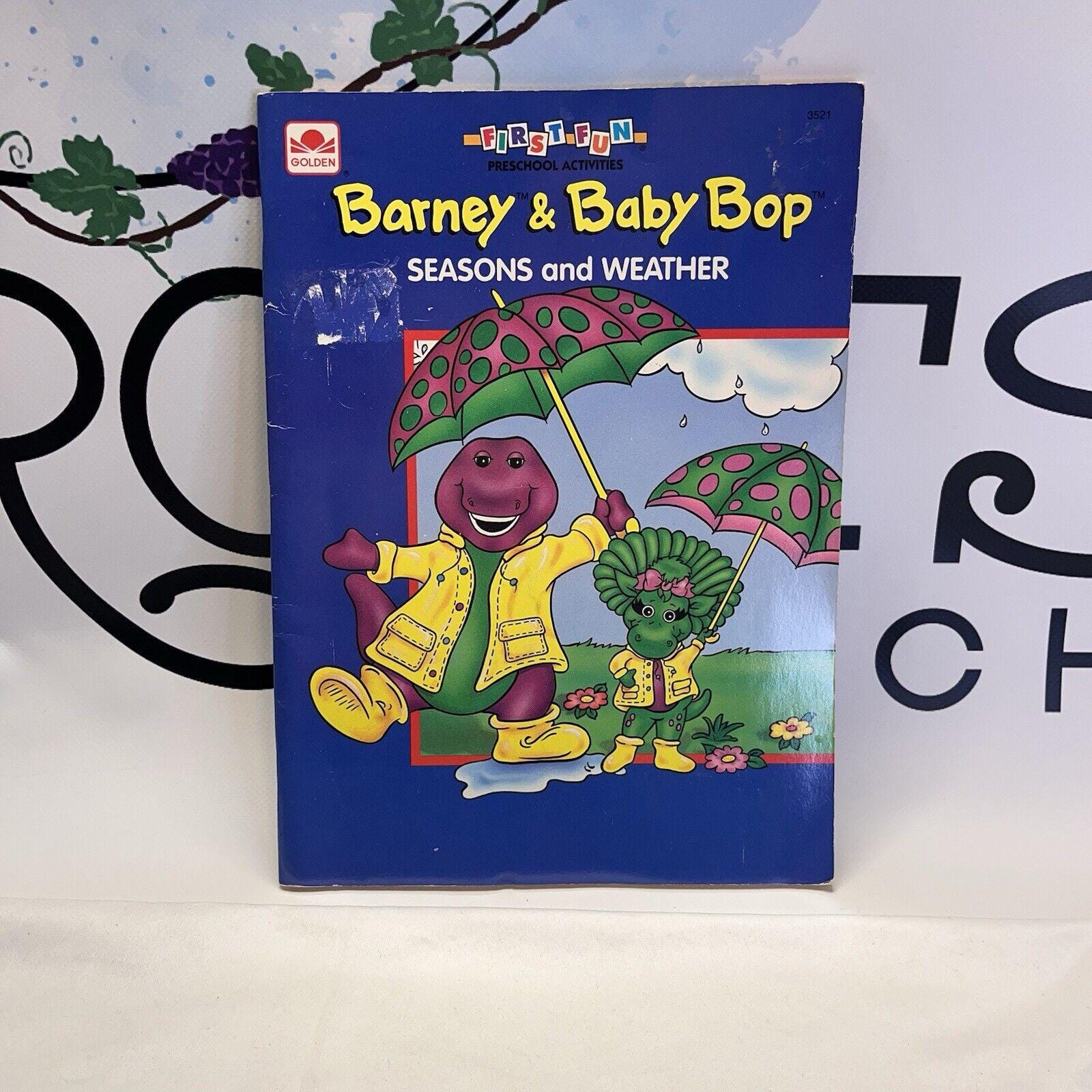 Vtg 1993 Golden Book Barney Baby Bop Seasons and Weather Coloring Book ...