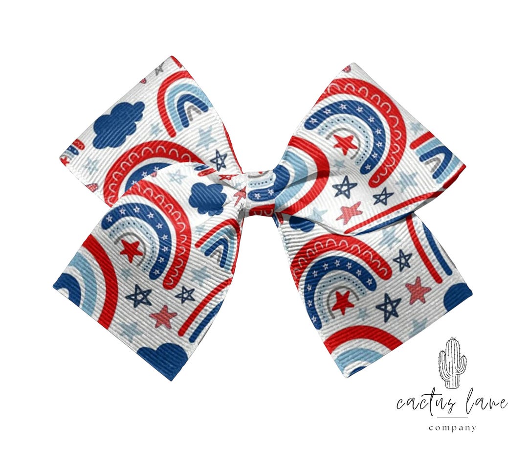 Patriotic Bow, Patriotic Headband, Rainbow Bow, Memorial Day Bow ...