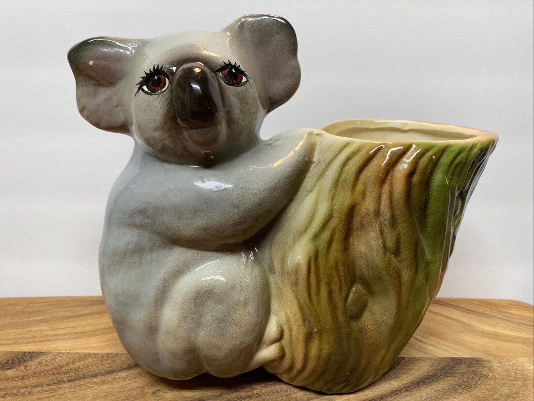 VTG Koala Planter Vase Glazed Pottery Kitschy Retro Cottagecore ...