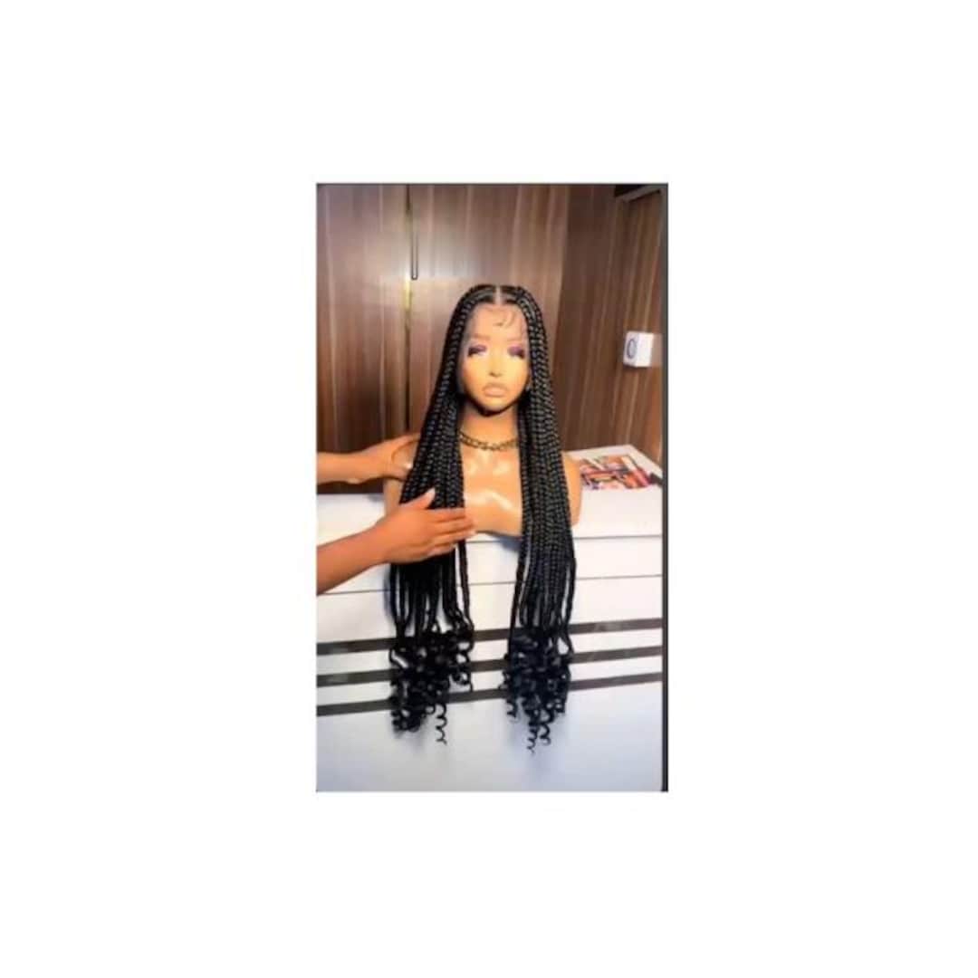 30-inch Knotless Box Braids Wig: Full Lace, Curly Ends, Baby Hair - Etsy