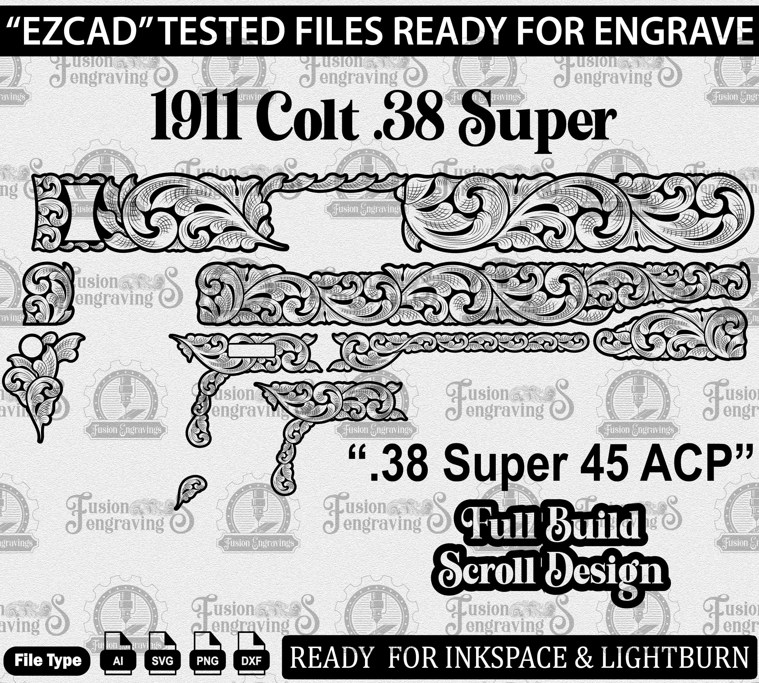 Colt 38 Super Scroll Design SVG, 1911 Colt .38 Super Scroll Design ...