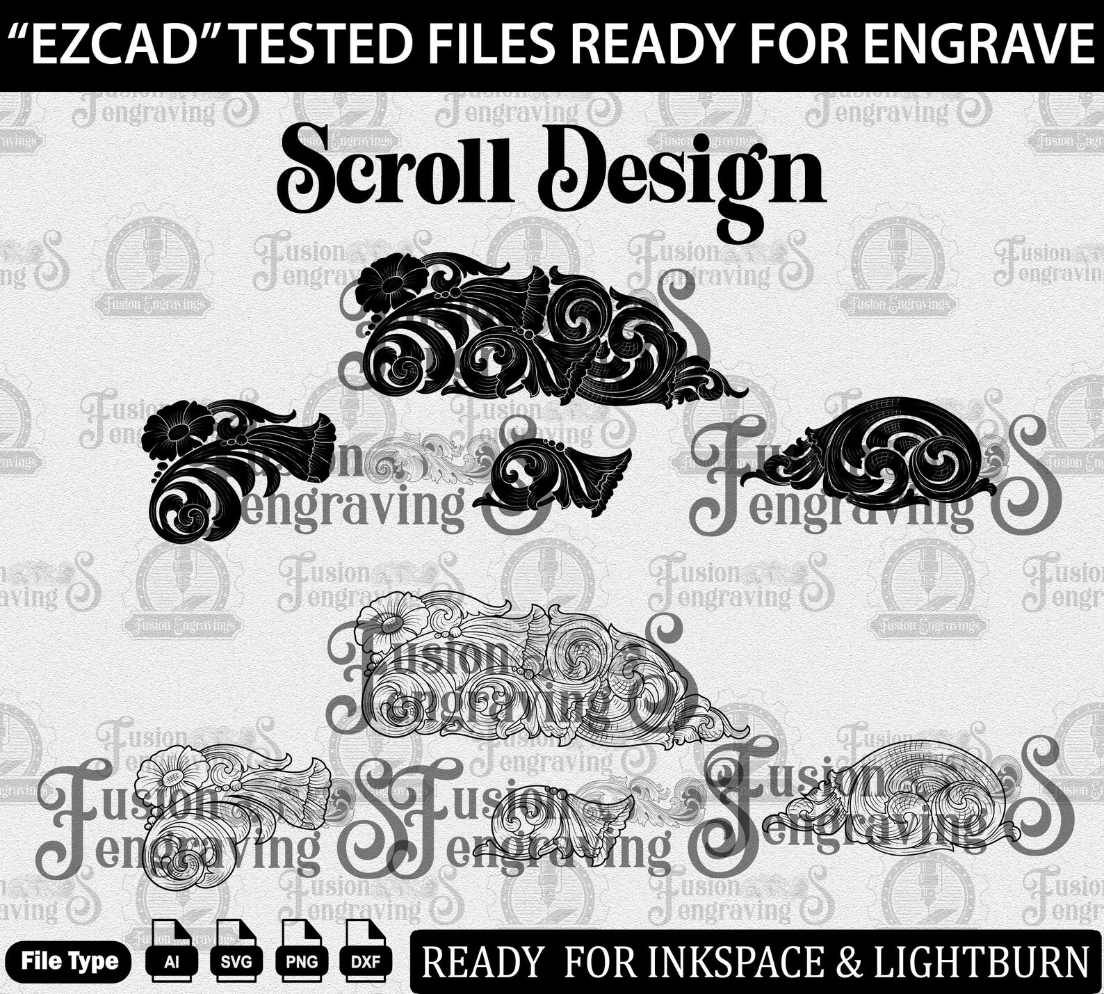 Scroll Design SVG, Laser Engraving and Printing, Floral Scroll, T-shirt Design, Custom Slide ...