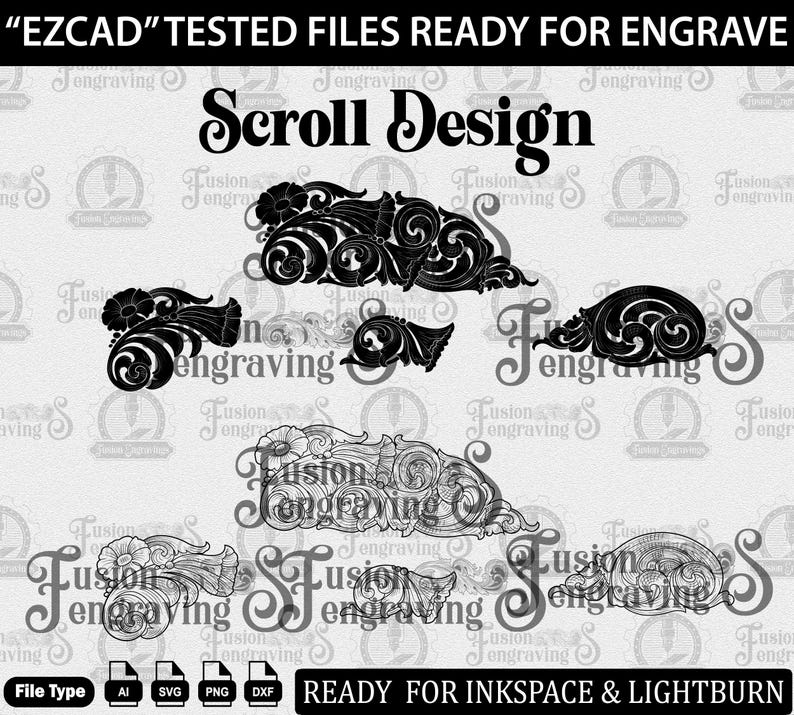 Scroll Design SVG, Laser Engraving and Printing, Floral Scroll, T-shirt Design, Custom Slide ...