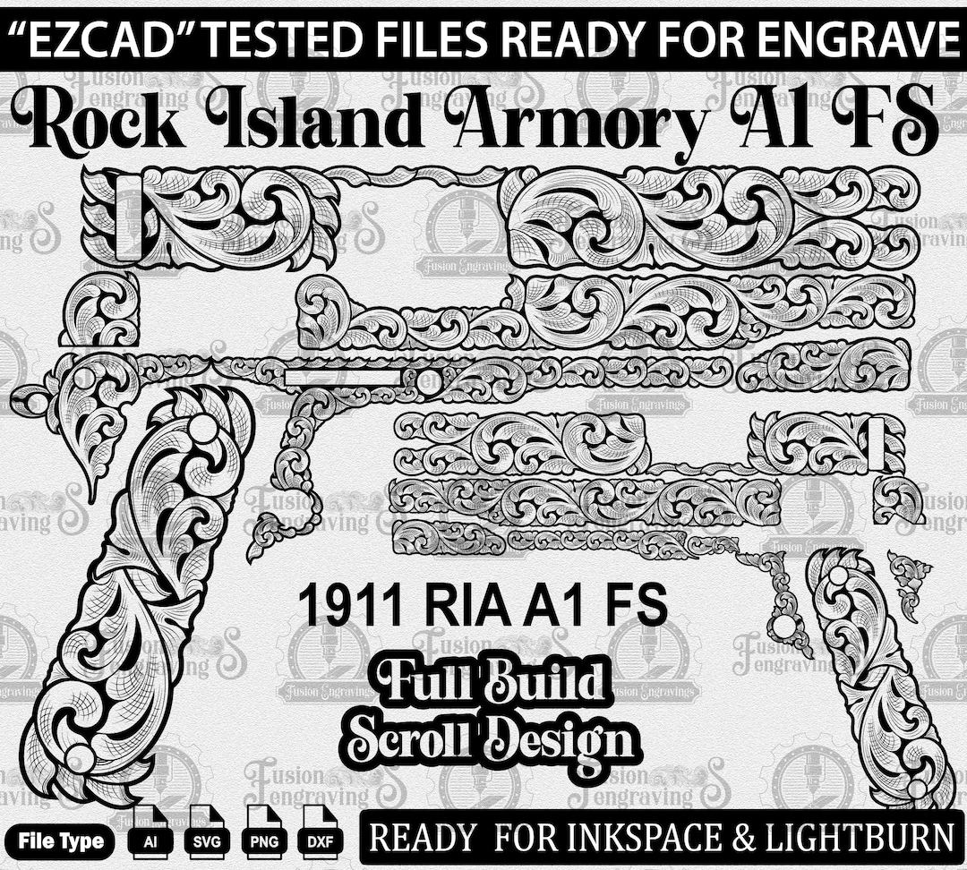 Rock Island Armory A1 FS Scroll Design SVG, 1911 Rock Island Armory ...