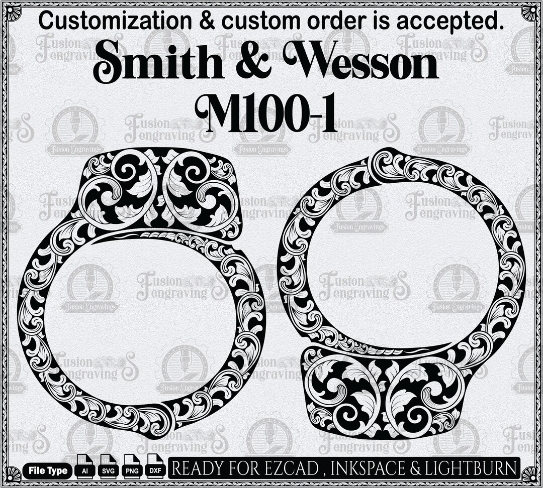 Smith & Wesson M100-1 Handcuff Laser Engraving Design SVG. Scrollwork ...