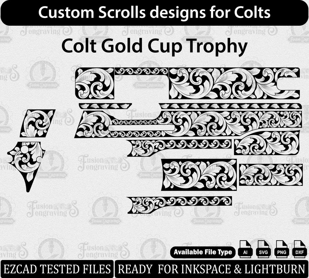 Colt Gold Cup Trophy Scroll Design SVG, Colt Government Gold Cup Trophy ...