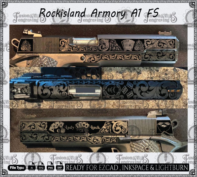 Rock Island Armory 1911 Laser Engraving Design: Pinup, Dice, Poker SVG ...