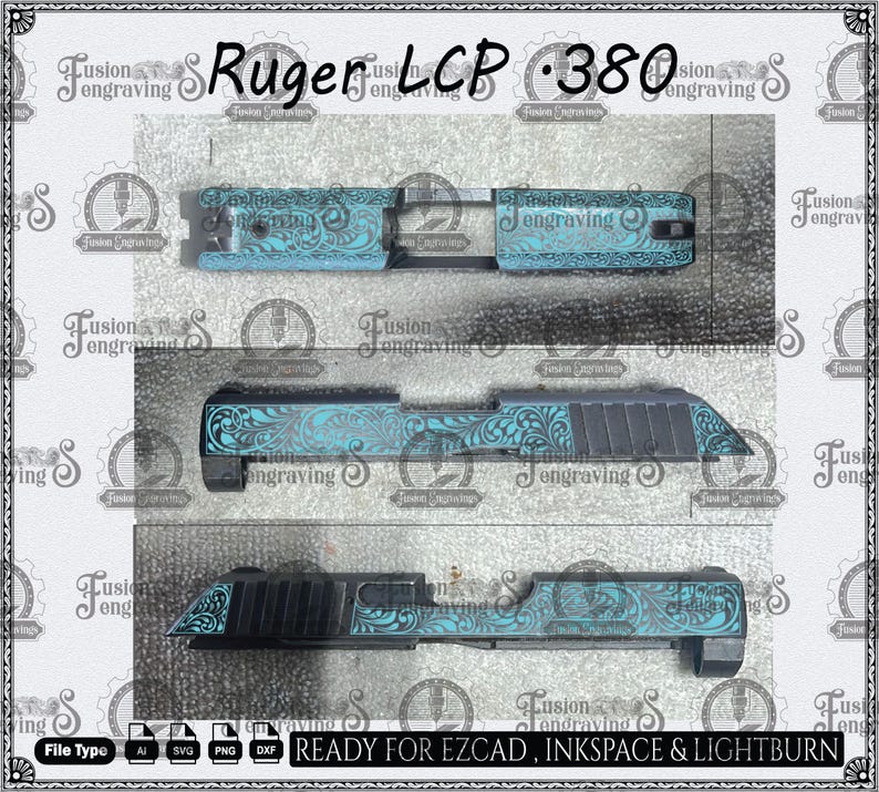 Ruger LCP .380 Auto Pistol Scroll Design SVG, Laser Engraving File - Etsy