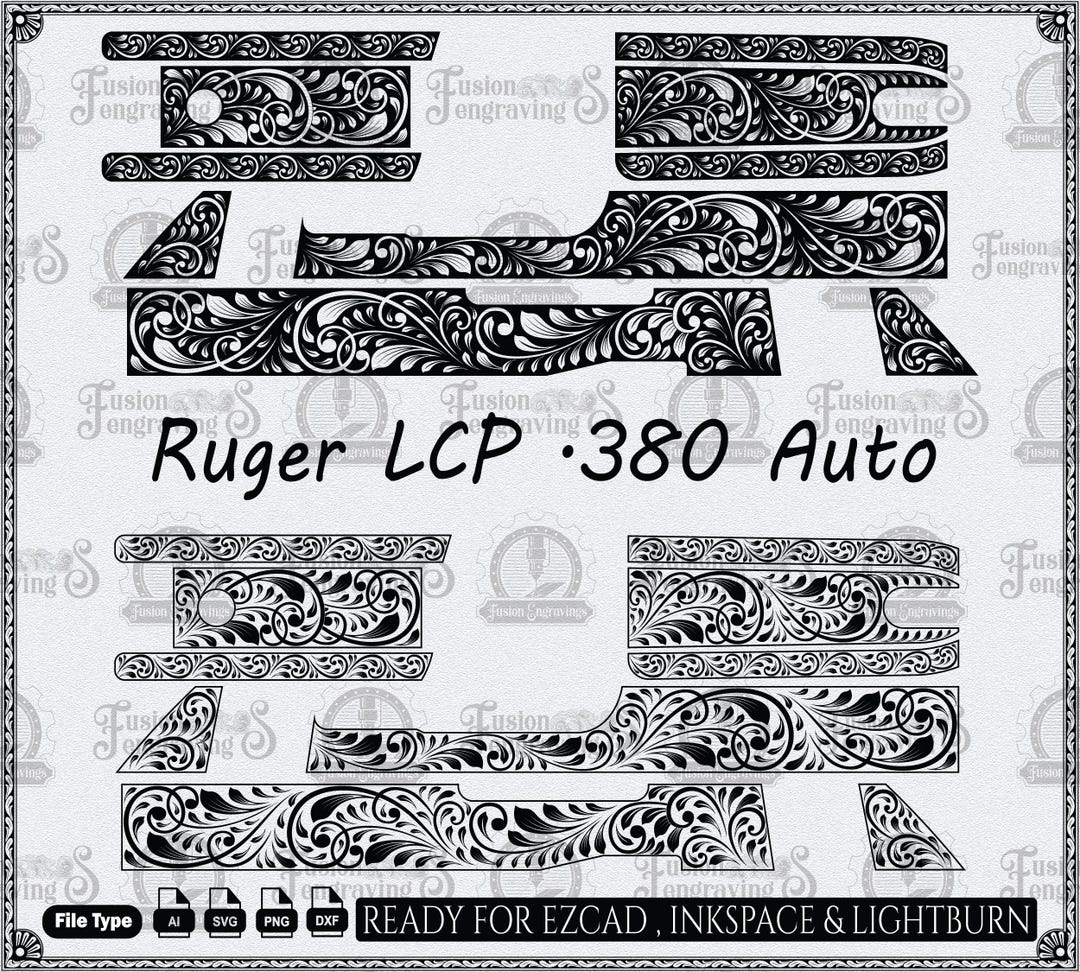 Ruger LCP .380 Auto Pistol Scroll Design SVG, Laser Engraving File - Etsy