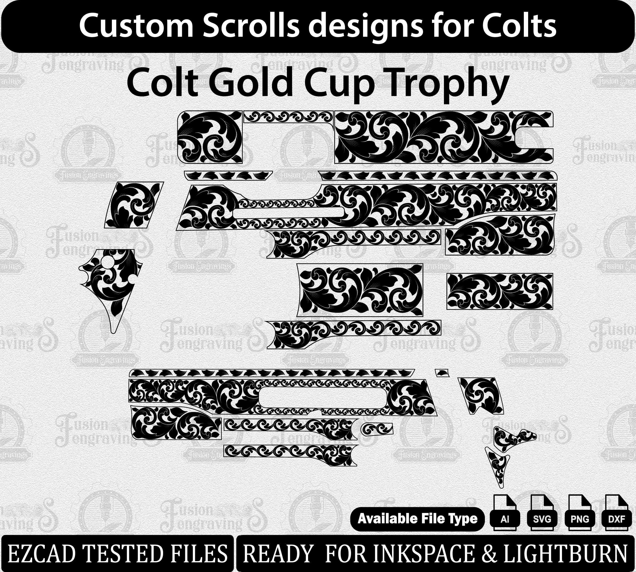 Colt Gold Cup Trophy Scroll Design SVG, Colt Government Gold Cup Trophy ...