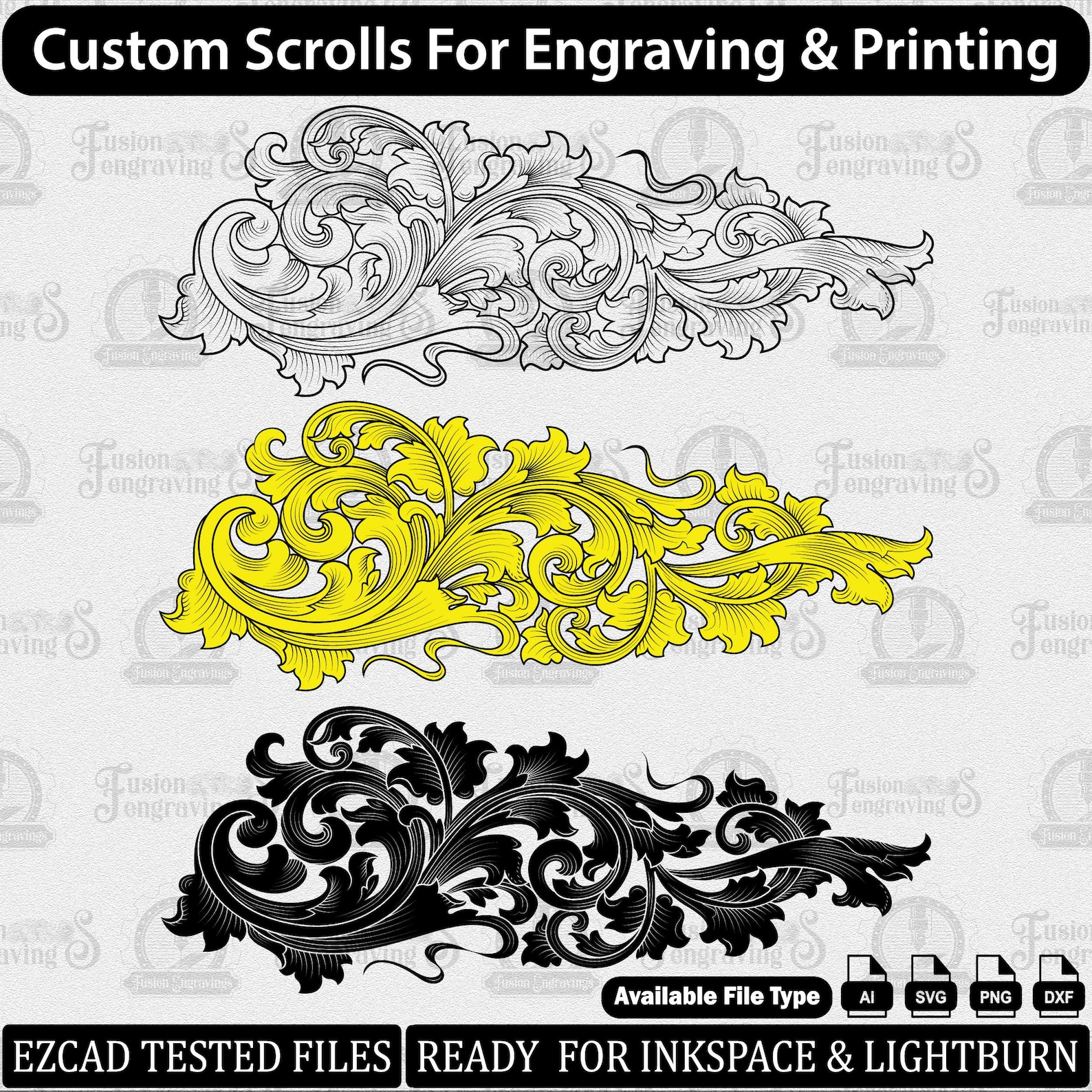 Floral Scroll Design SVG: Laser Engraving & Printing Vector (digital Download). - Etsy