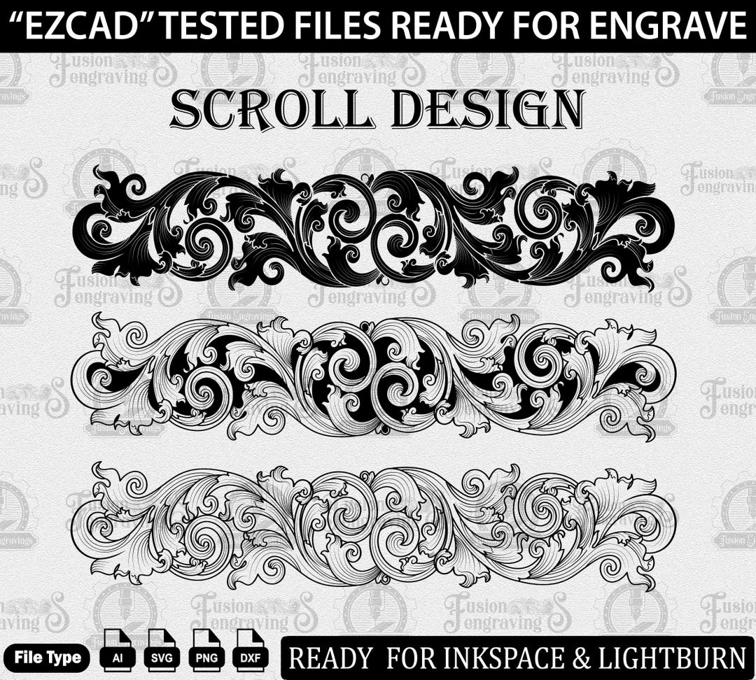 Floral Scroll Design SVG for Laser Engraving & Printing. - Etsy