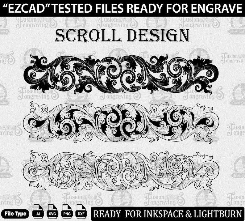 Floral Scroll Design SVG for Laser Engraving & Printing. - Etsy