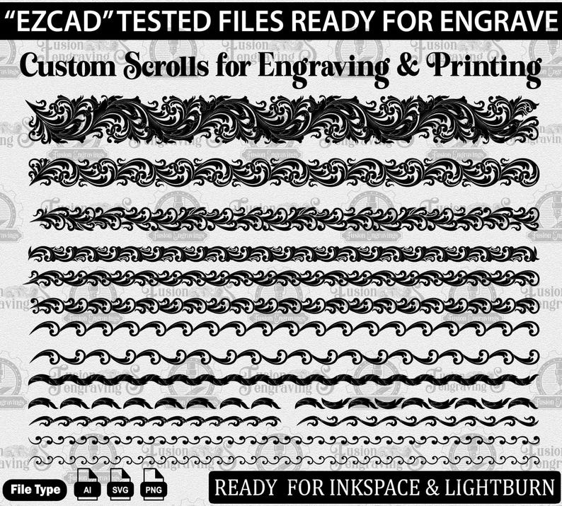 Custom Scroll Design SVG: Laser Engraving Pattern (digital Download ...