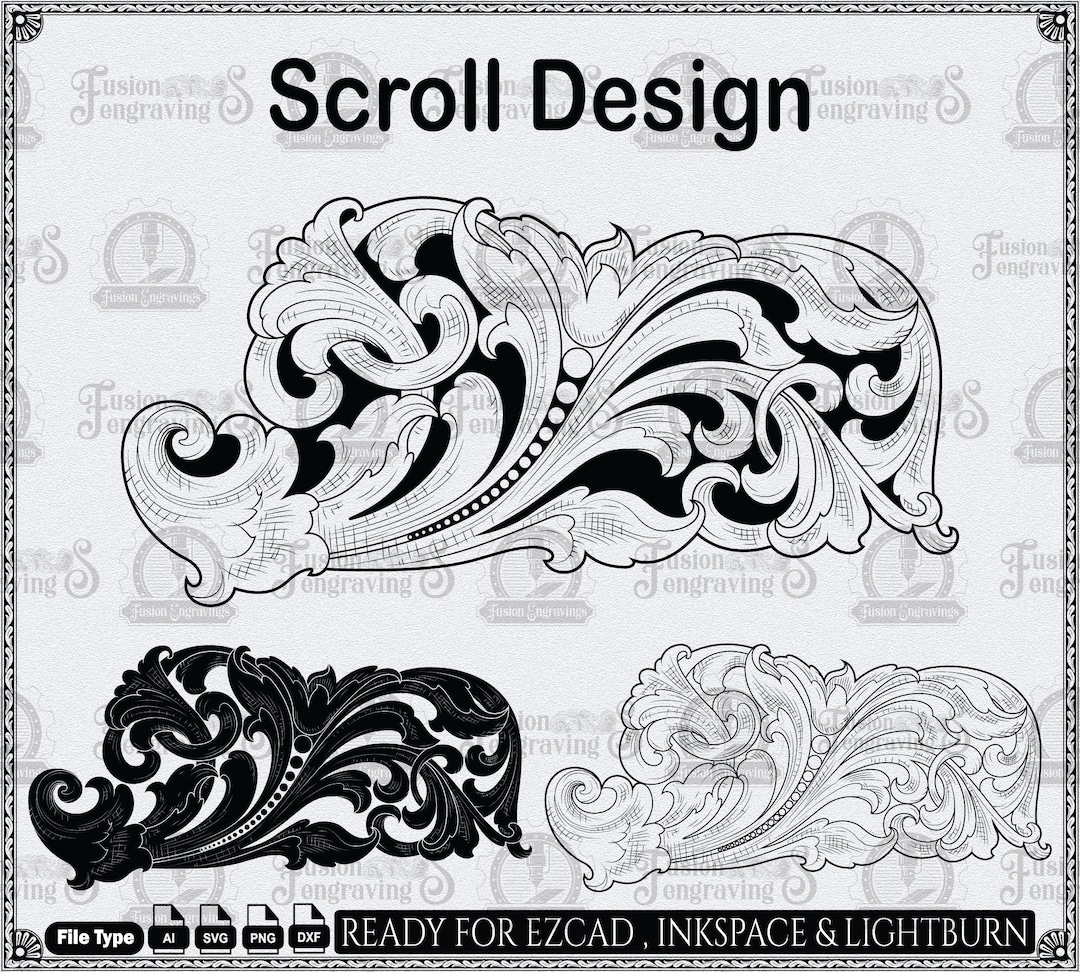 Floral Scroll Design SVG for Laser Engraving & Printing. - Etsy