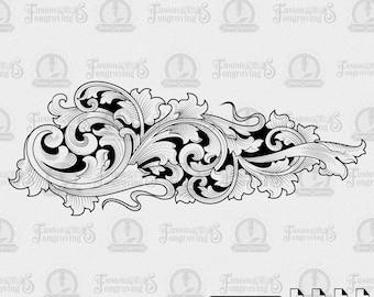 Rose Scroll Design SVG for Laser Engraving and Printing, Floral Scroll ...