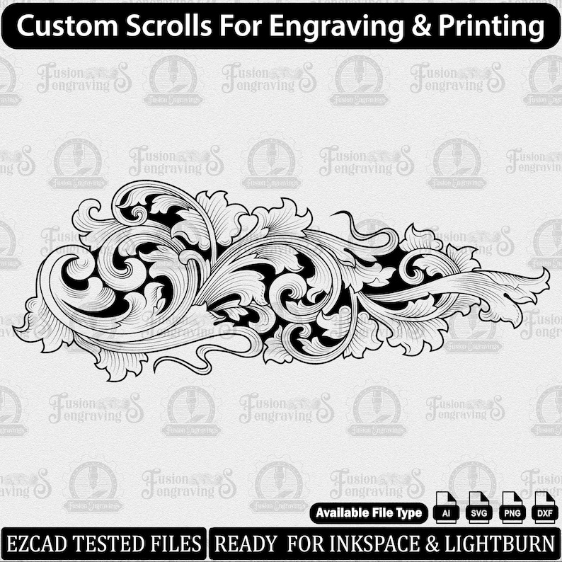 Floral Scroll Design SVG: Laser Engraving & Printing Vector (digital ...