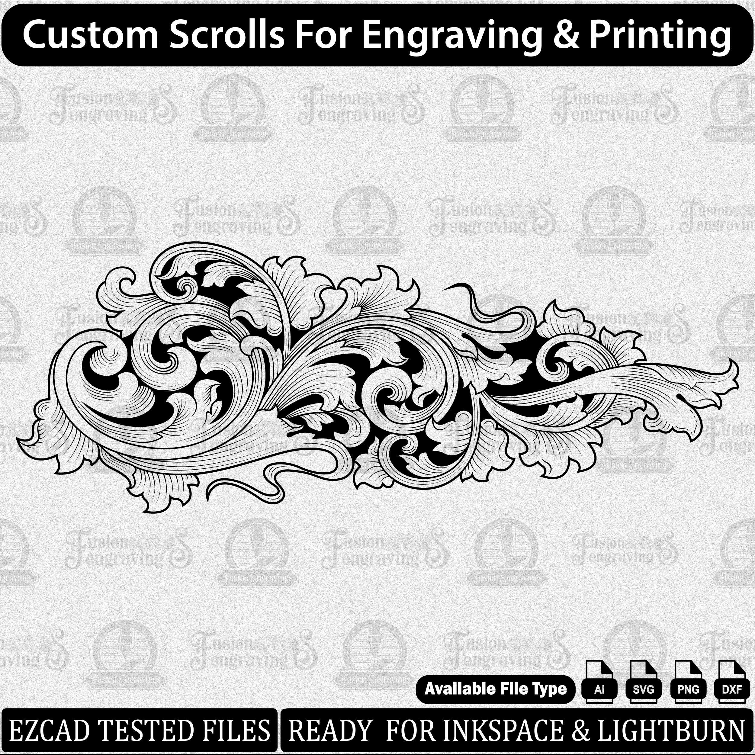 Floral Scroll Design SVG: Laser Engraving & Printing Vector (digital ...