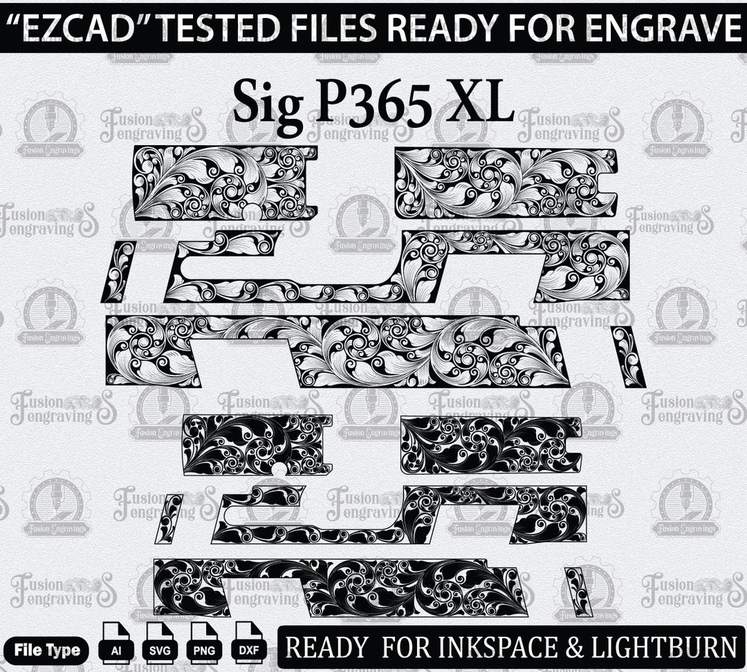 Sig P365 XL Scroll Design SVG: Laser Engraving Vector File, Scroll Work ...