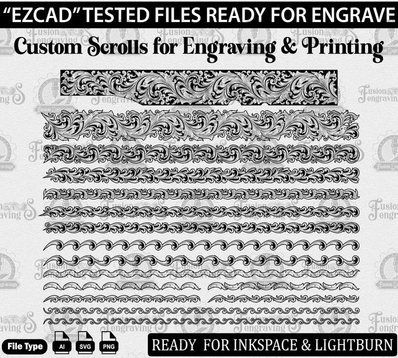 Custom Scroll Design SVG: Laser Engraving Pattern (digital Download ...