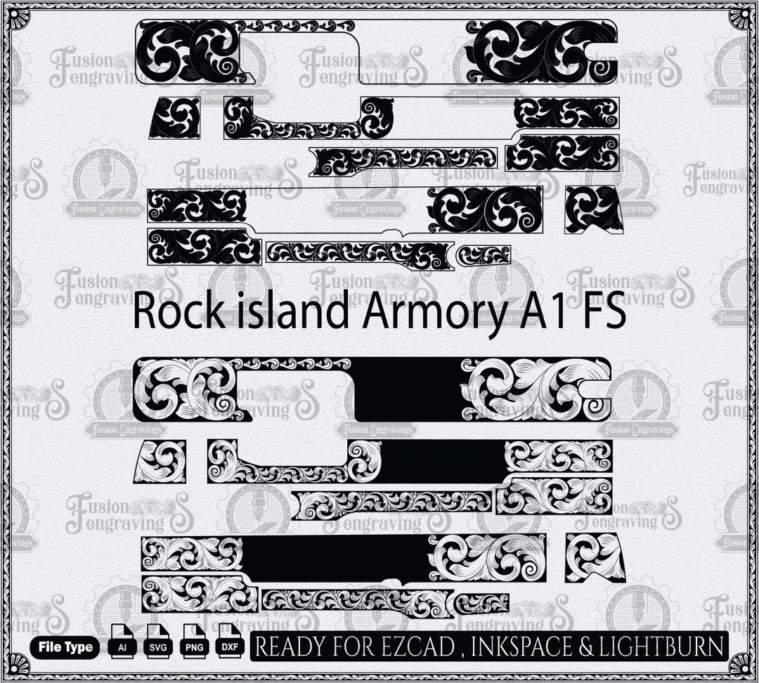 Rock Island Armory A1 FS Scroll Design SVG, 1911 Rock Island Armory ...