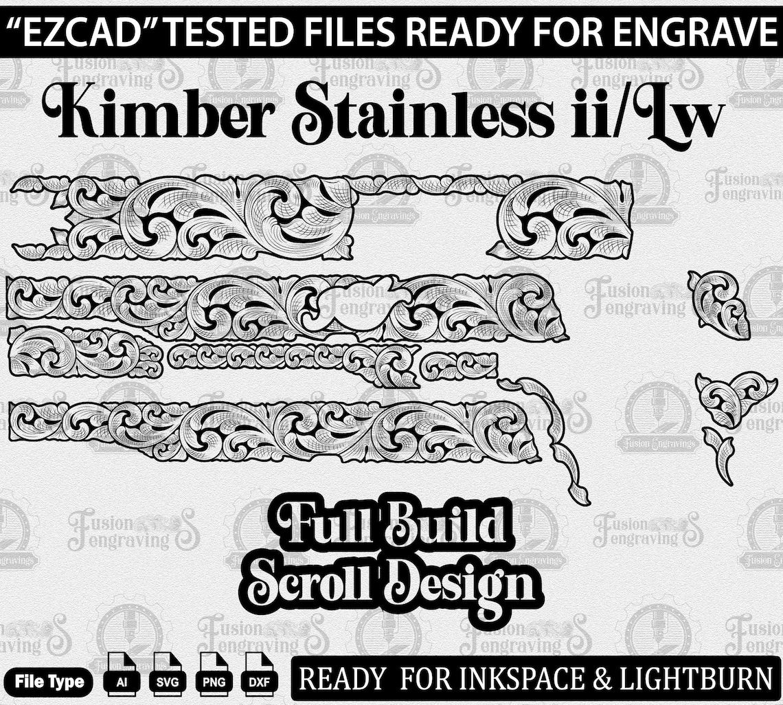 Kimber Stainless Scroll Design SVG, 1911 Kimber Stainless 2/LW 5 ...