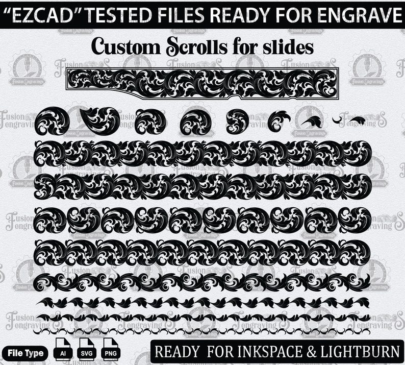 Scroll Design SVG, Custom Scroll for Gun Slide Design, Laser Engraving ...