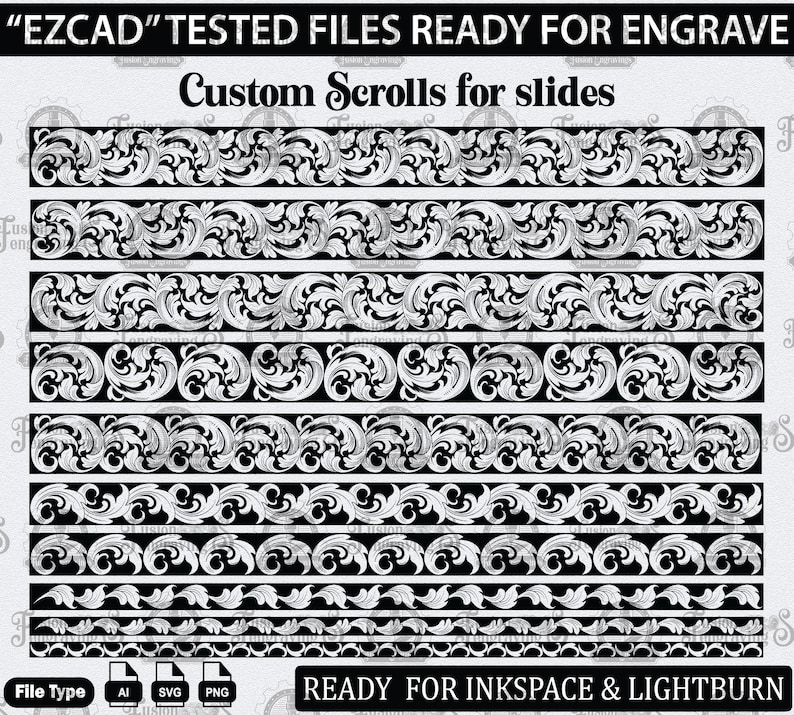 Scroll Design SVG, Custom Scroll for Gun Slide Design, Laser Engraving ...