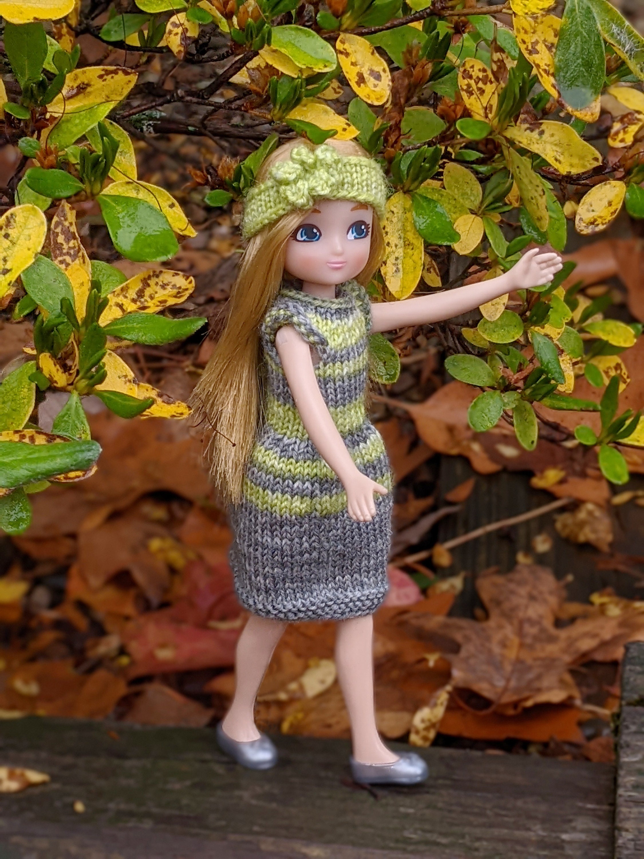 Knitting Pattern for Lottie 7 Inch Dolls Flutter Sleeve Dress and ...