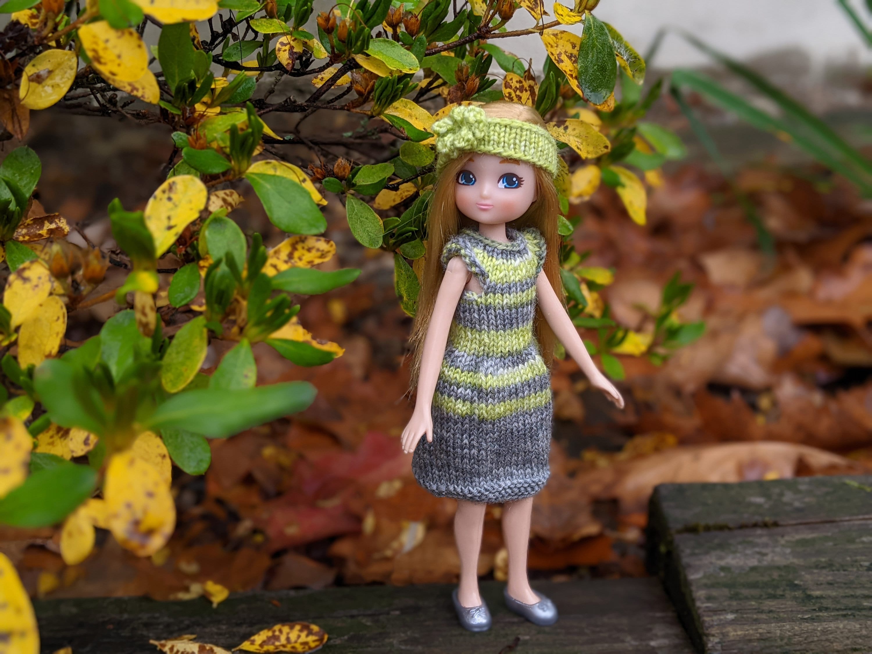 Knitting Pattern for Lottie 7 Inch Dolls Flutter Sleeve Dress and ...