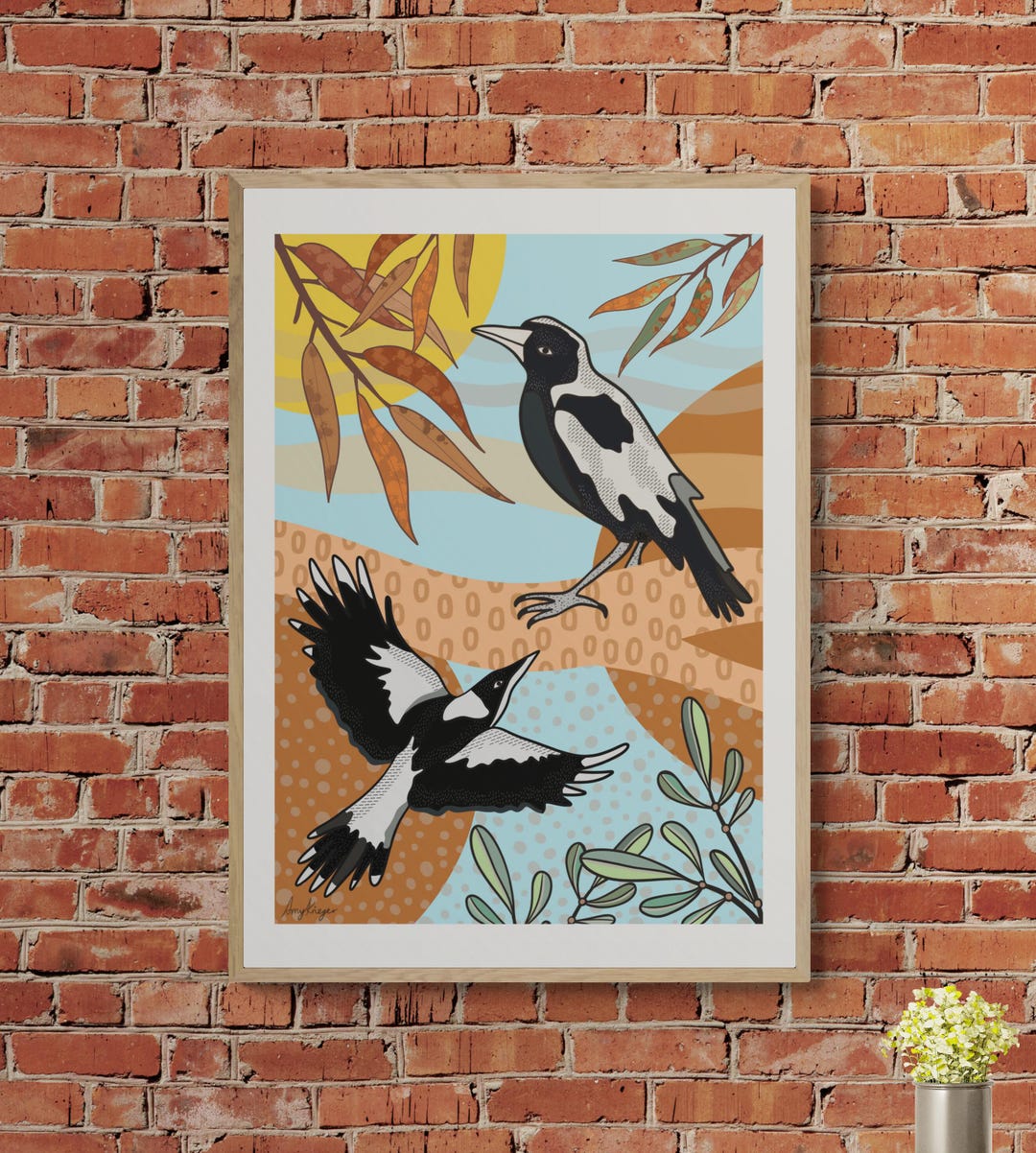 A4 and A3 Australian Magpie Magpies Bird Print Wall Art Nursery Picture ...