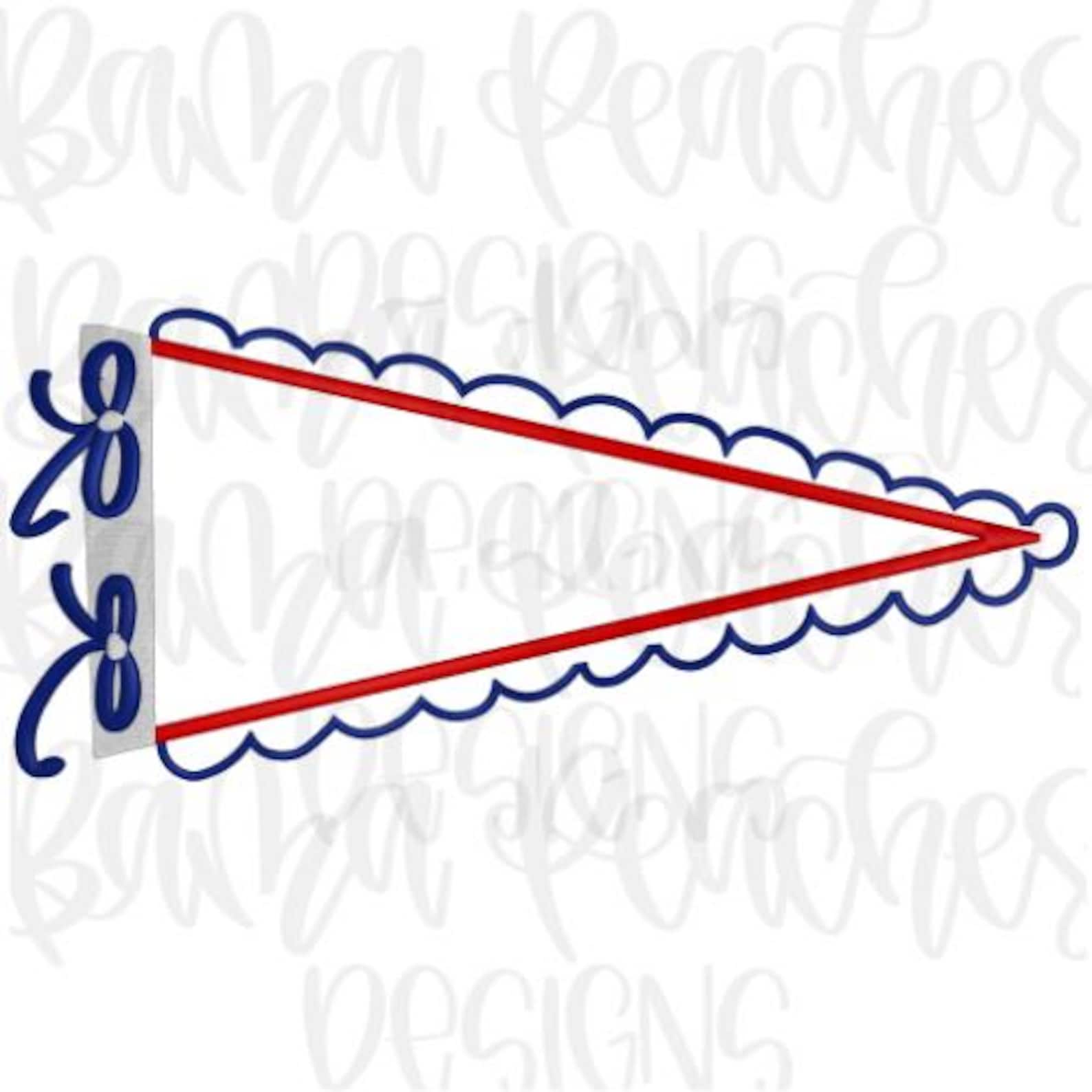 Curly Pennant Applique or Blank Embroidery Download, Hand Drawn Scallop ...