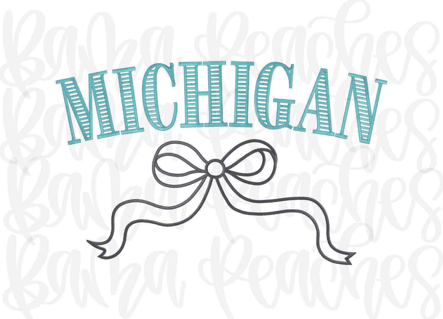 Michigan Bow Embroidery Download - Etsy