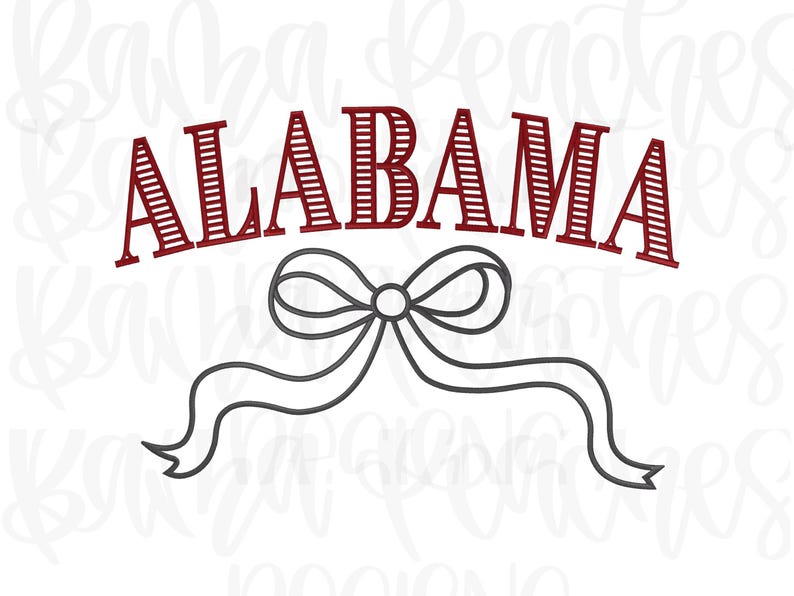 Alabama Bow Embroidery Download, State Bow Embroidery File - Etsy