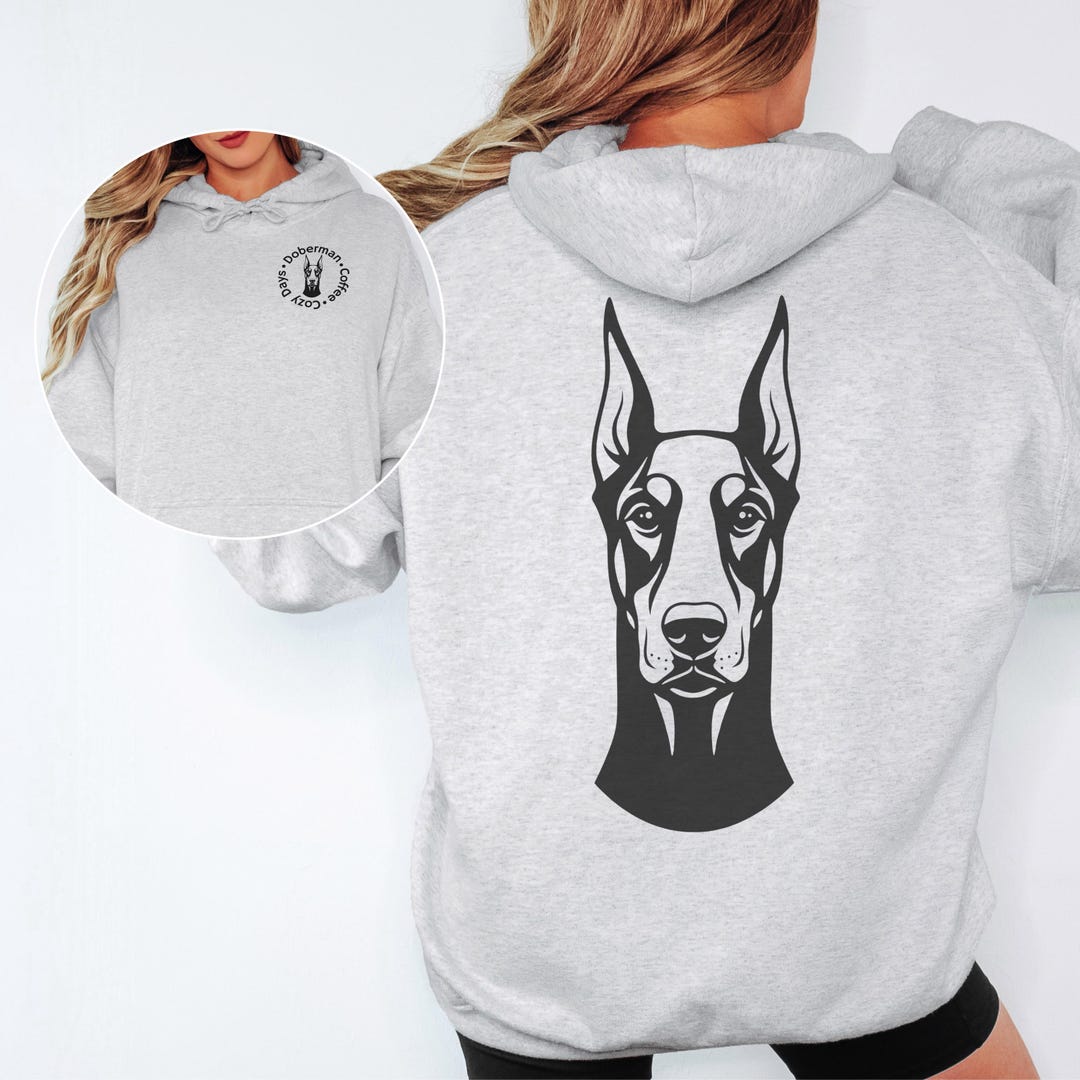 Doberman Morning Vibes Hoodie, Coffee Lover Dog Hoodie, Cozy Pet Owner ...