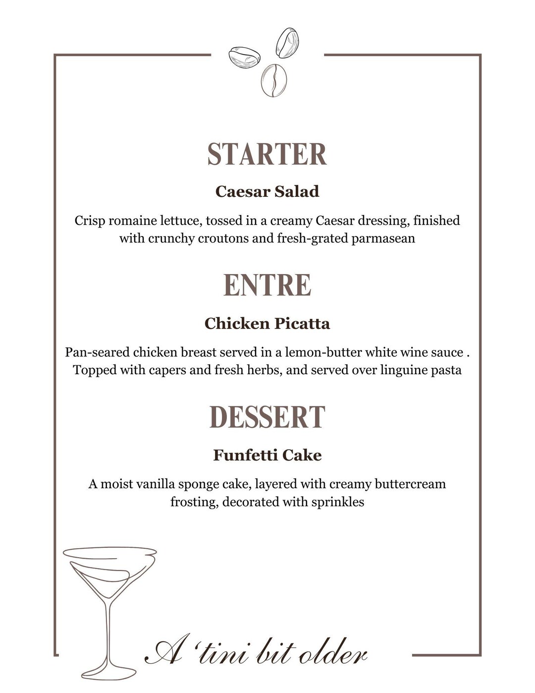 A 'tini Bit Older - Menu Canva Template - Etsy