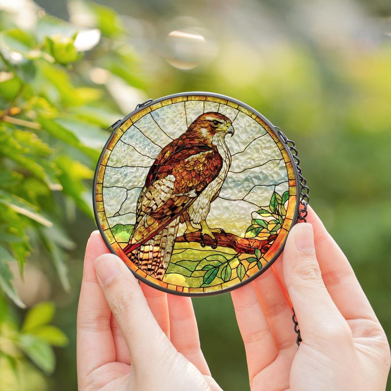 Red Tailed Hawk Stained Glass Suncatcher, Bird Lover Decor, Bird Nerd ...