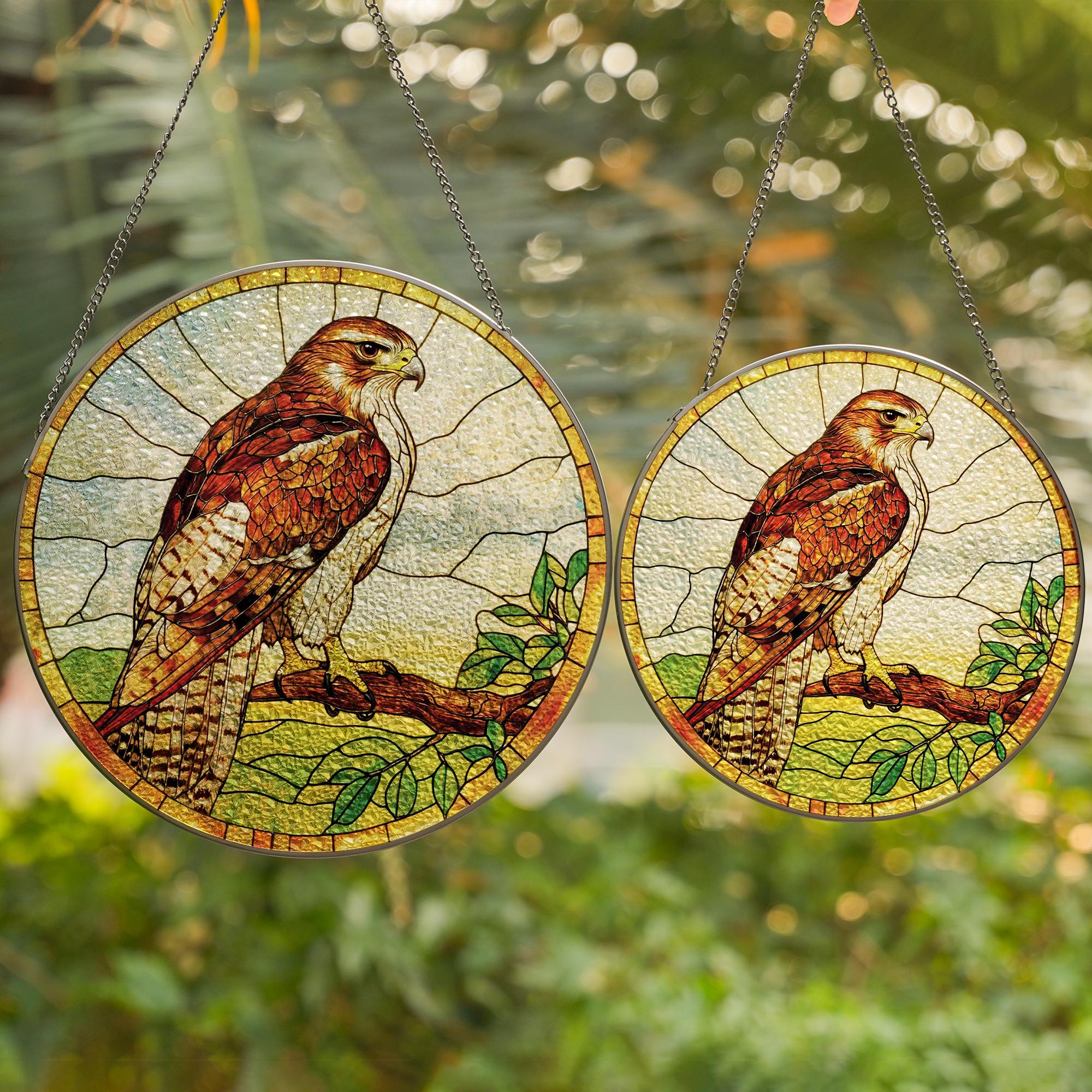Red Tailed Hawk Stained Glass Suncatcher, Bird Lover Decor, Bird Nerd ...