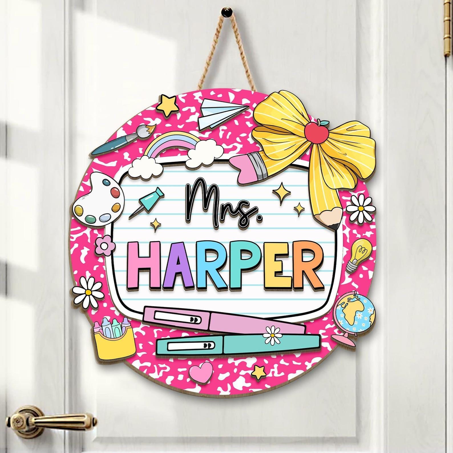 Custom Teacher Door Hanger, Teacher Appreciation Gifts, Classroom Decor ...