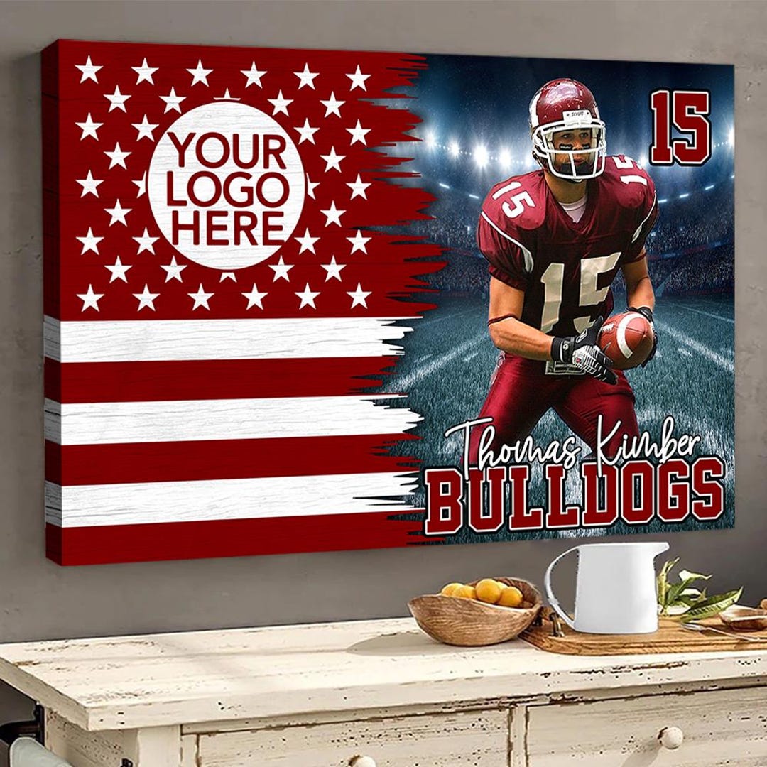 Personalized American Football Player Poster, Custom Football Photo ...