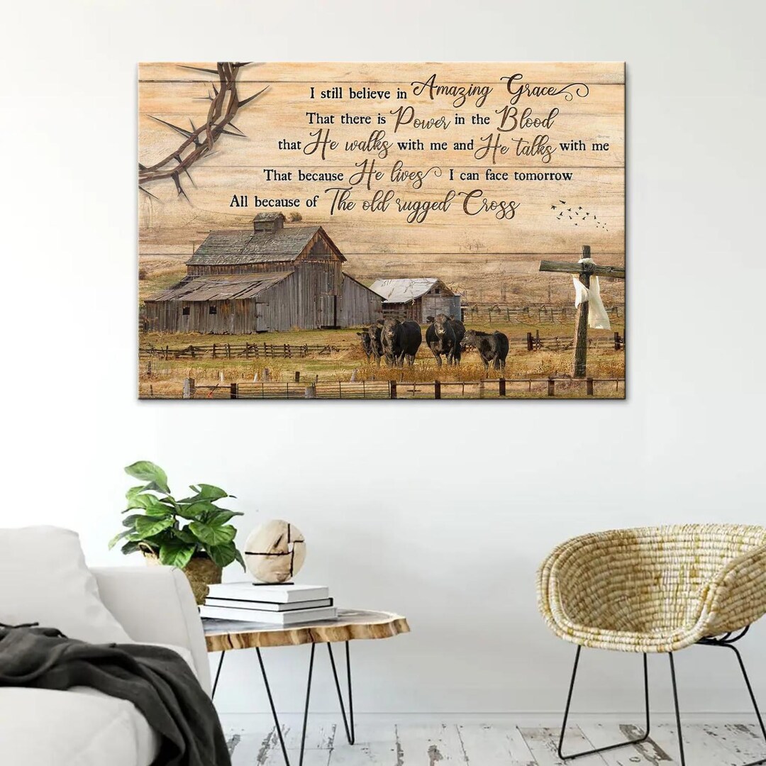 Angus Cows With Country Farm - I Still Believe in Amazing Grace - Bible ...
