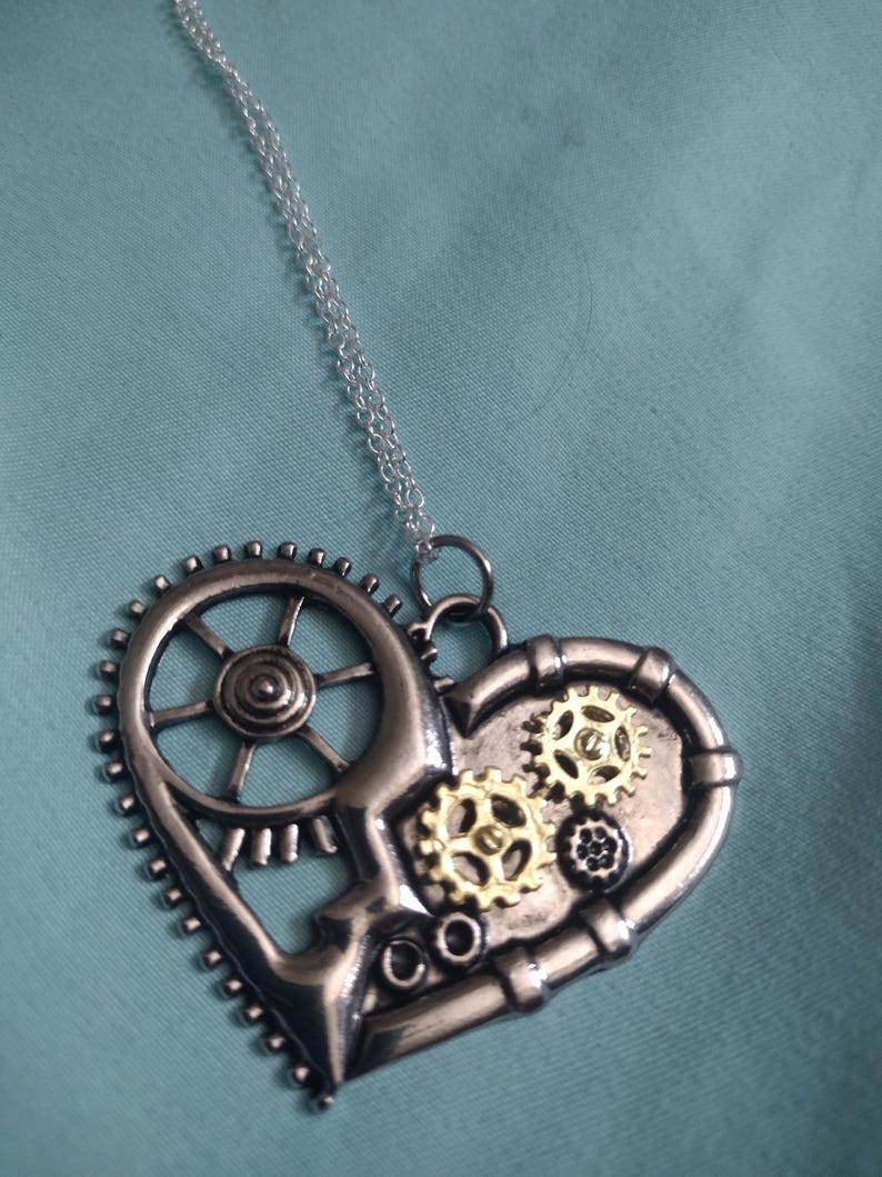 Emo Necklace for Her Goth Styled Necklace Steampunk Vibe Heart Shaped ...