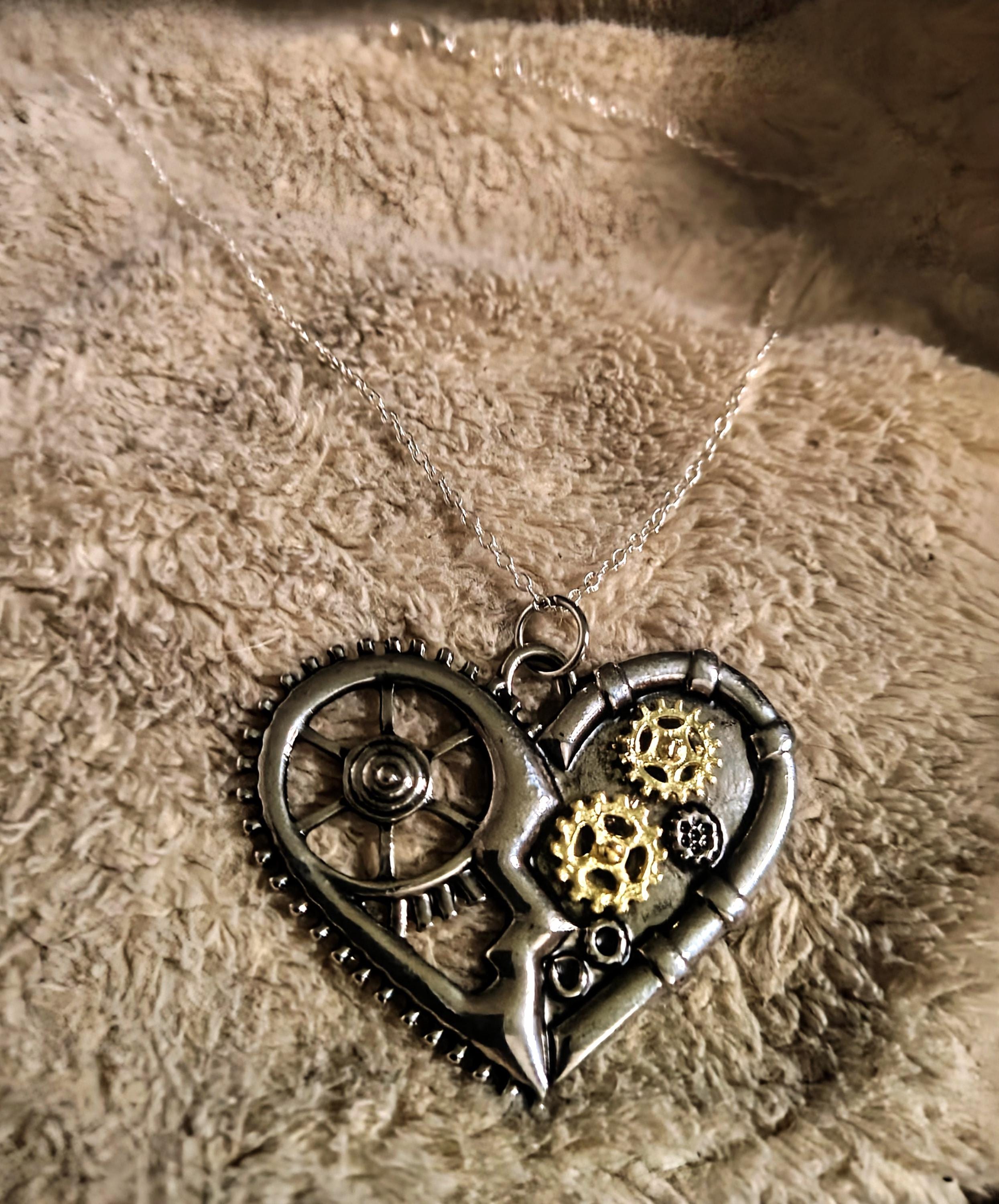 Emo Necklace for Her Goth Styled Necklace Steampunk Vibe Heart Shaped ...