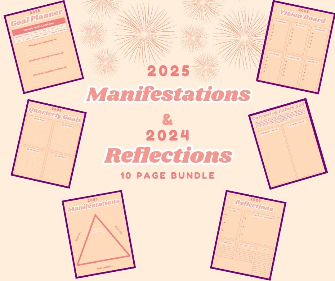 2025 Manifestation Journal Template and Goal Tracker / 2024 Reflections ...