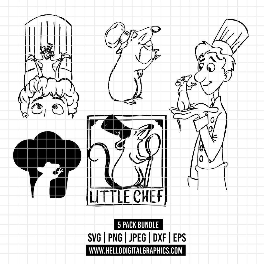 2534 - Ratatouille Line Art Pack Bundle Svg, Eps, Png, Dxf, Jpeg (logo ...